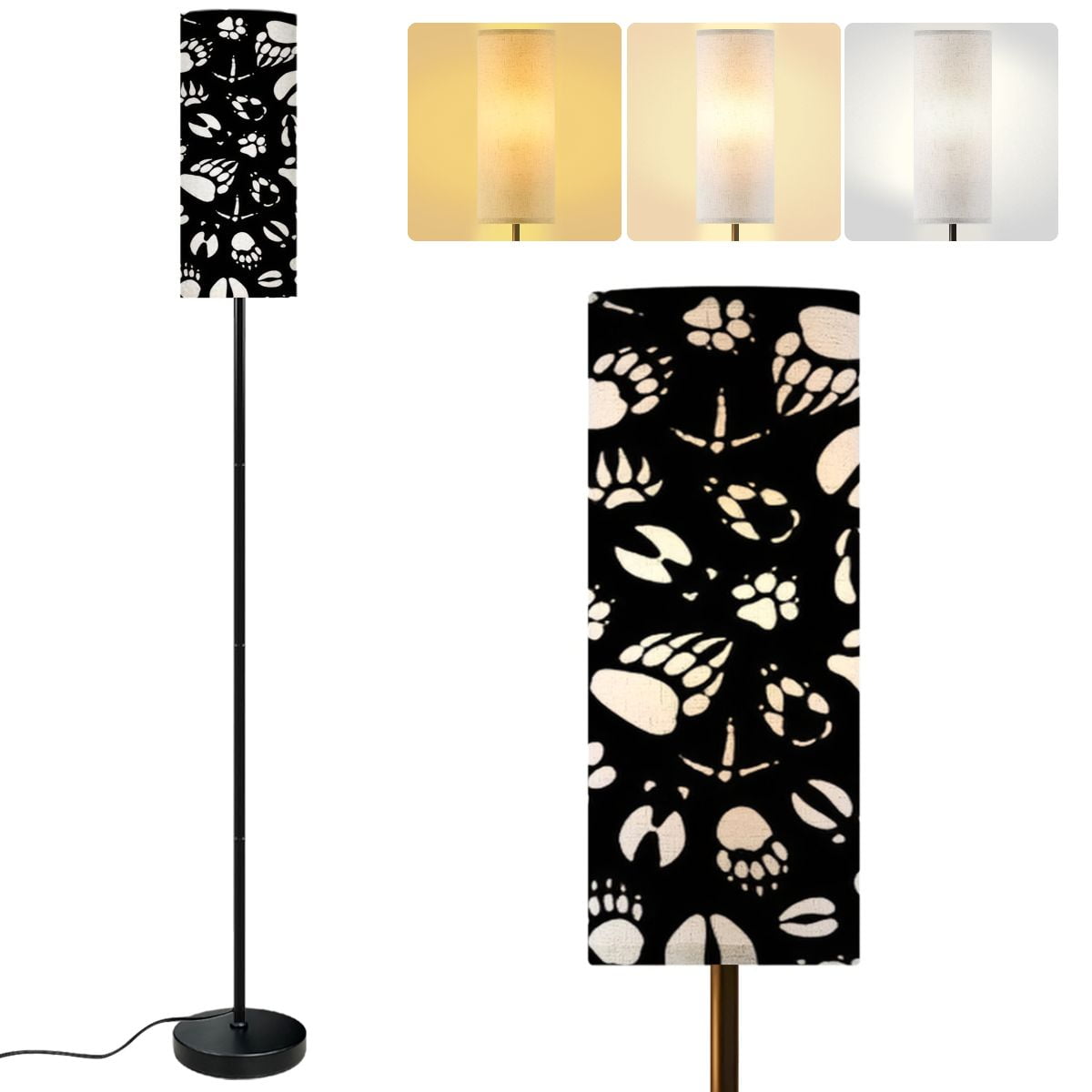 Modern Standing Floor Lamp Animals birds seamless pattern tracks crow ...