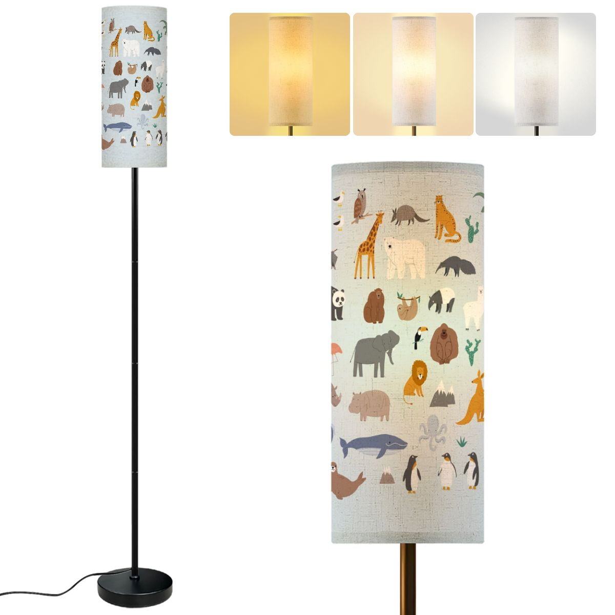 Modern Standing Floor Lamp Animals world for kids Poster cute animals ...