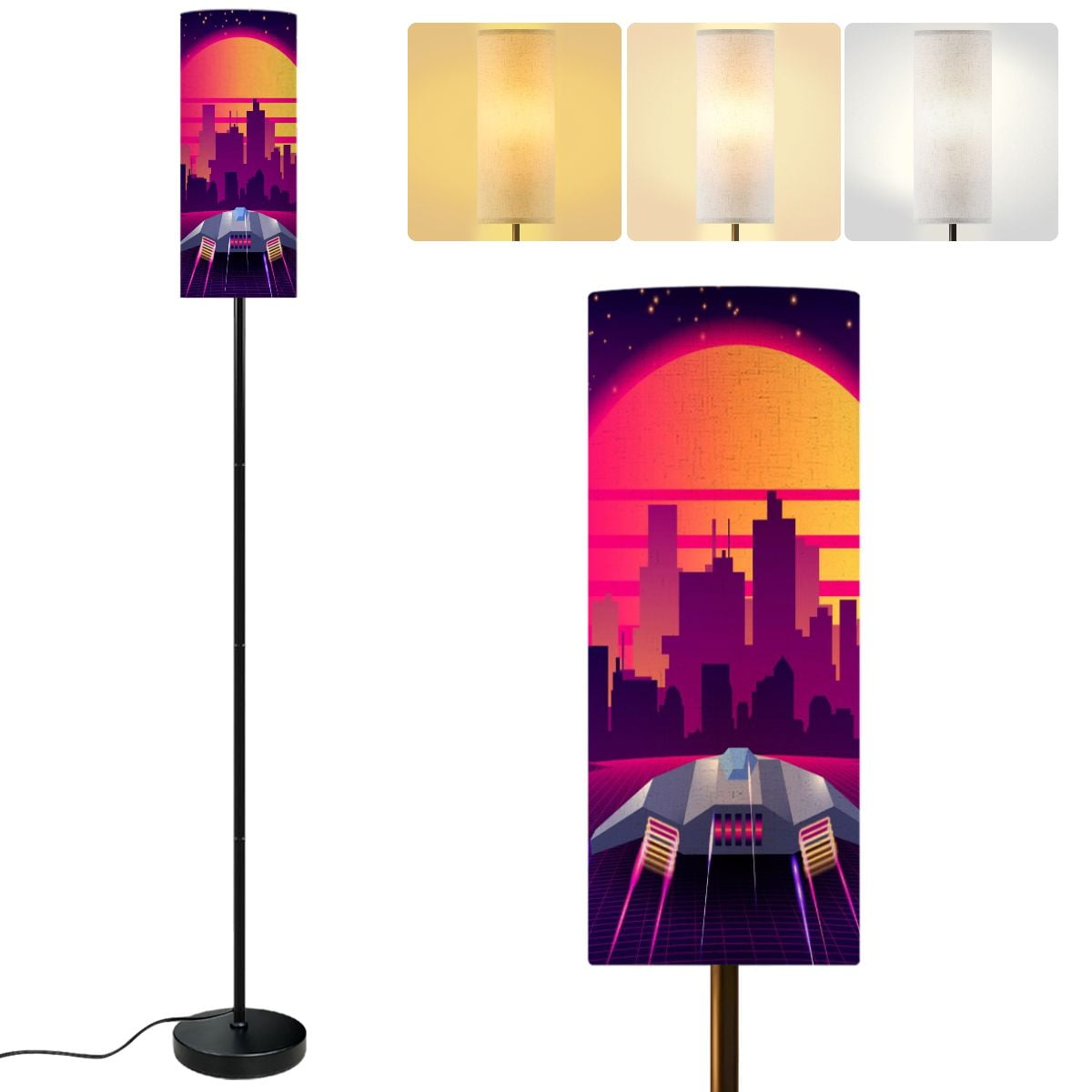 Modern Standing Floor Lamp Arcade Space Ship to Sunset Retro 80s ...