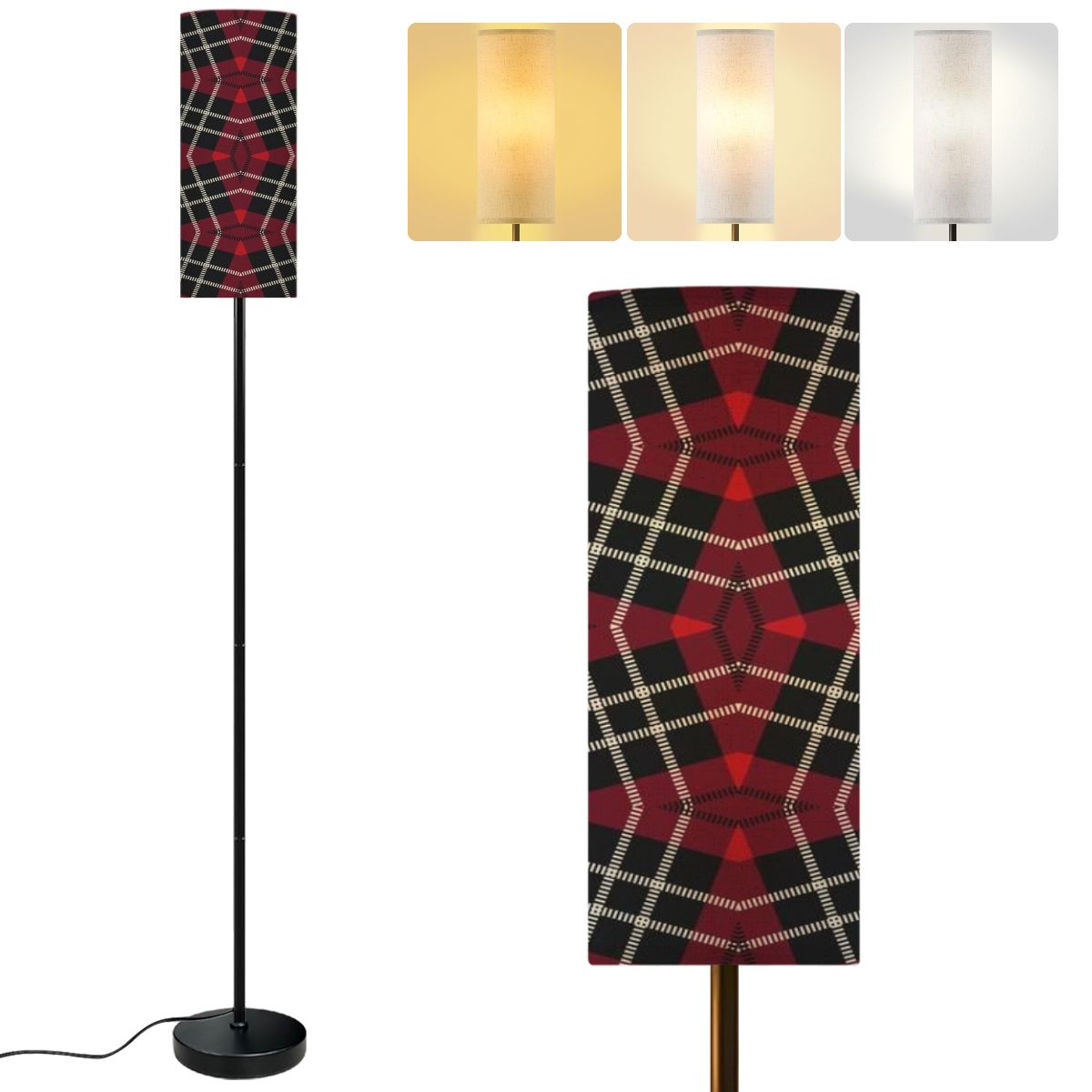 Modern Standing Floor Lamp Argyle Seamless Buffalo Plaid check pattern ...