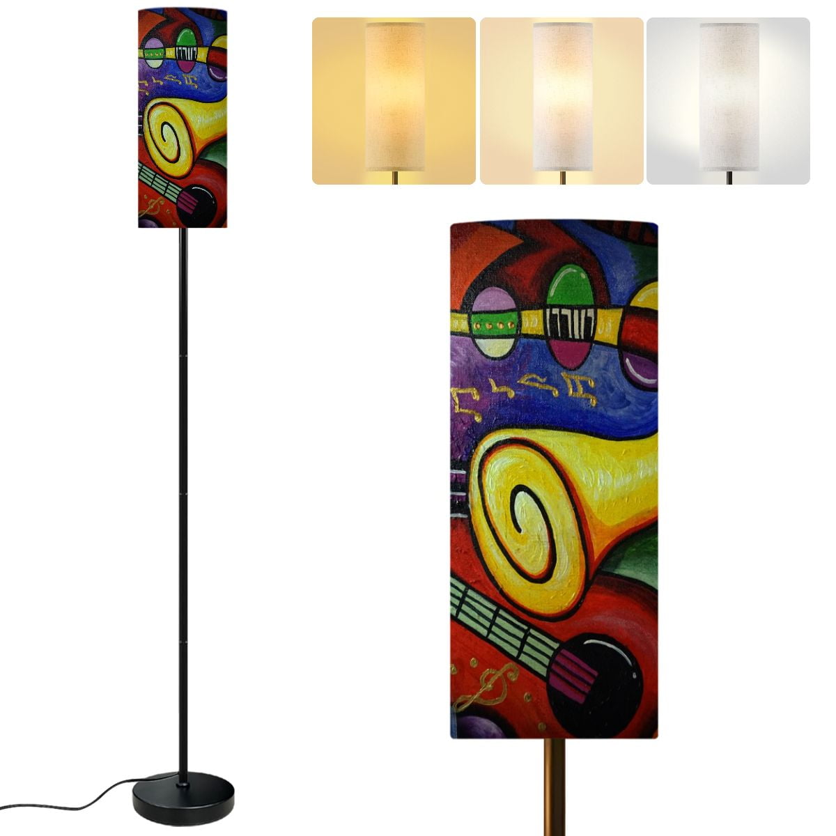 Modern Standing Floor Lamp Art oil Painting Abstract Triangle Curve ...