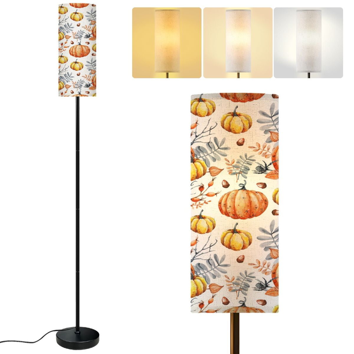Modern Standing Floor Lamp Autumn bouquet pumpkins sunflower berries ...