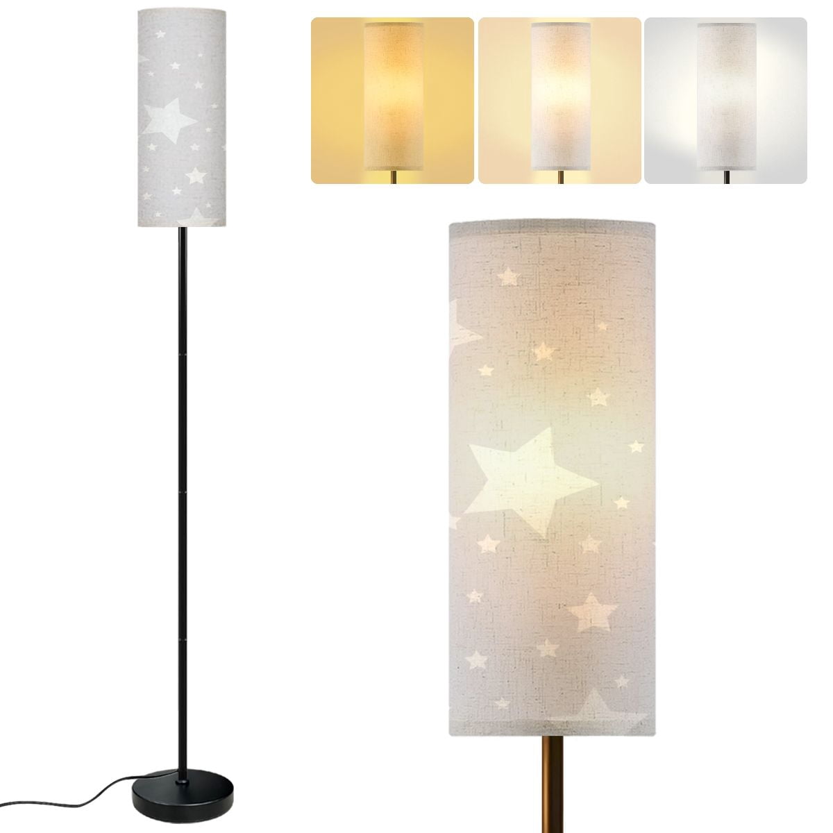Modern Standing Floor Lamp Baby boy nursery seamless pattern blue stars ...