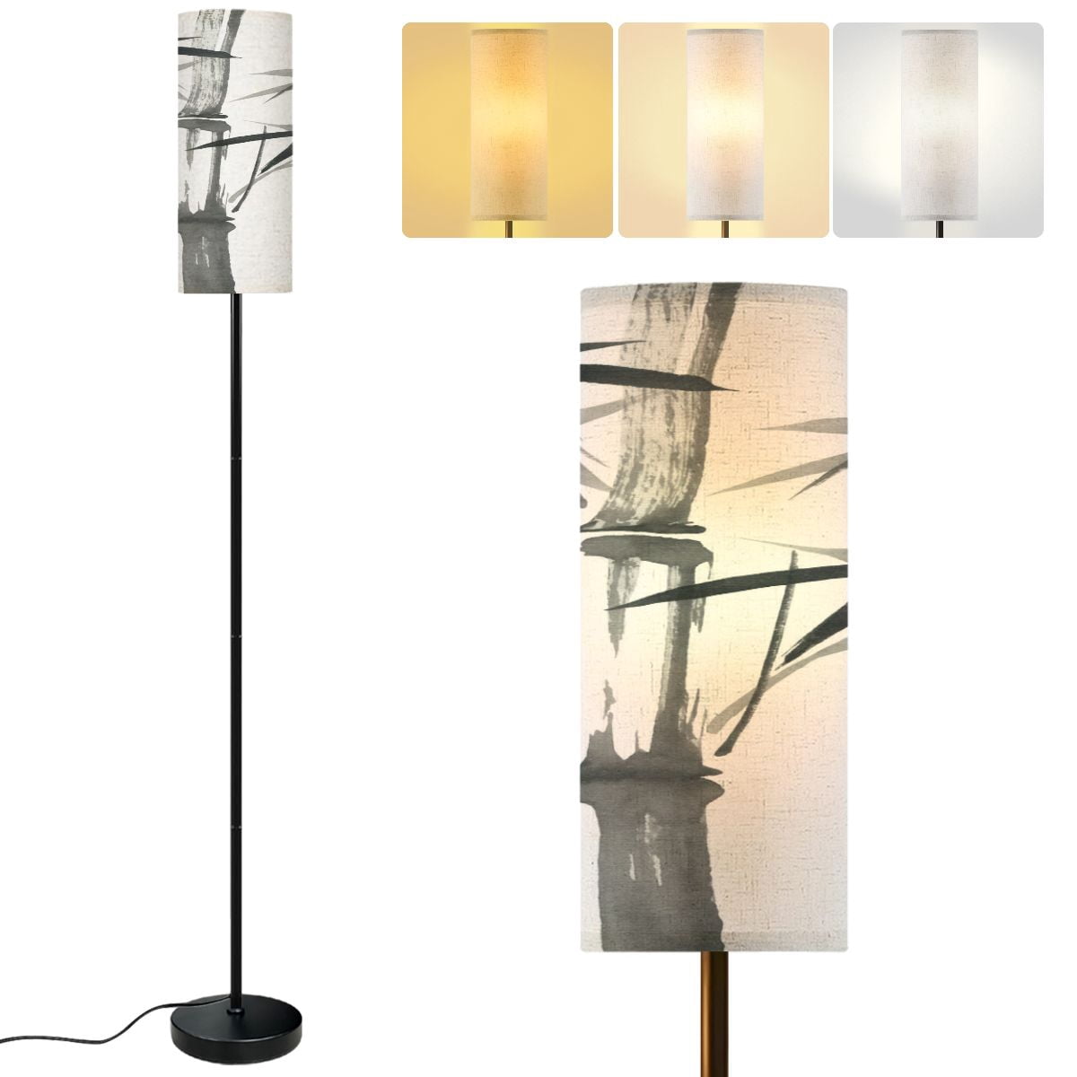 Modern Standing Floor Lamp Bamboo branches leaves Nature Japan ...