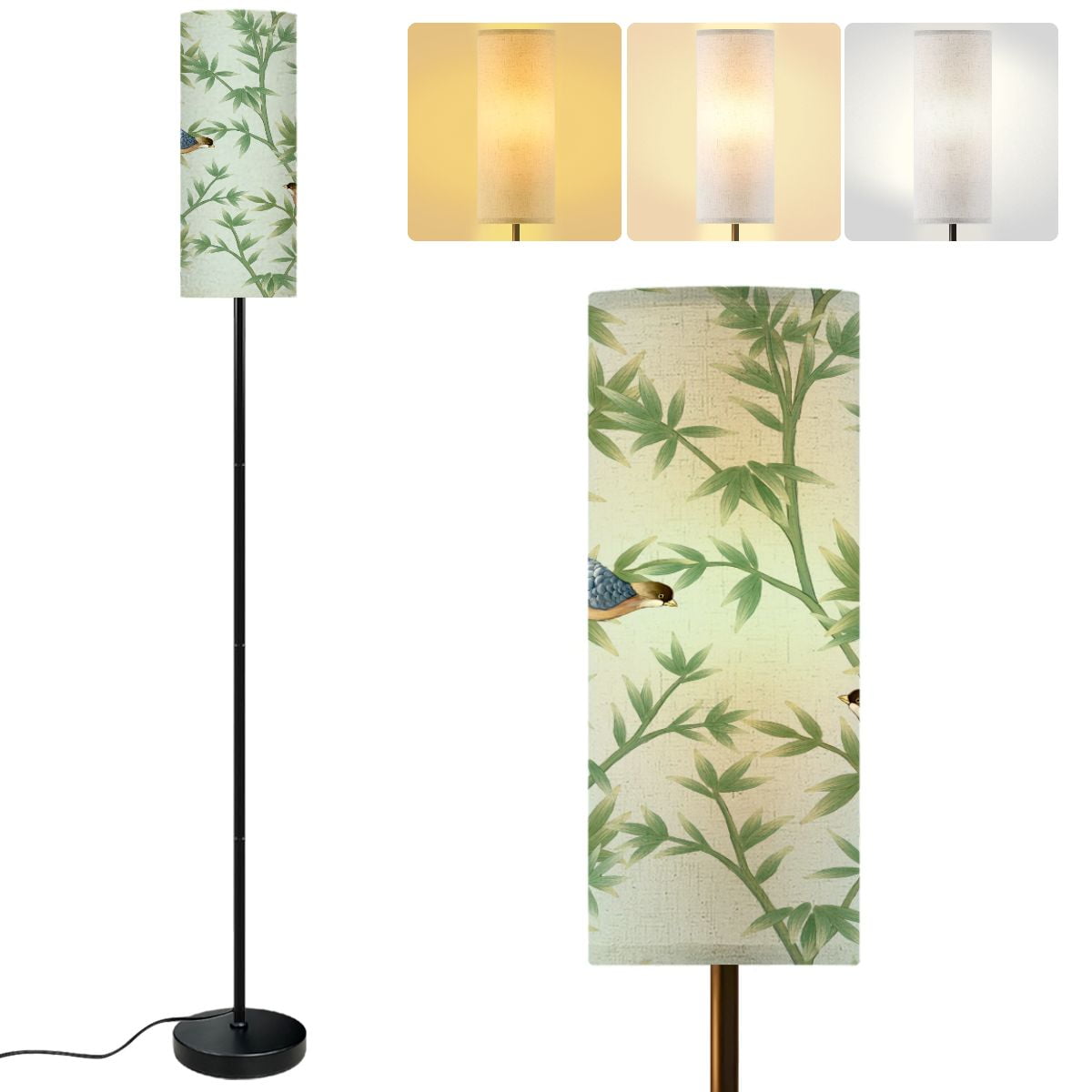 Modern Standing Floor Lamp Bamboo bush seamless pattern birds for ...