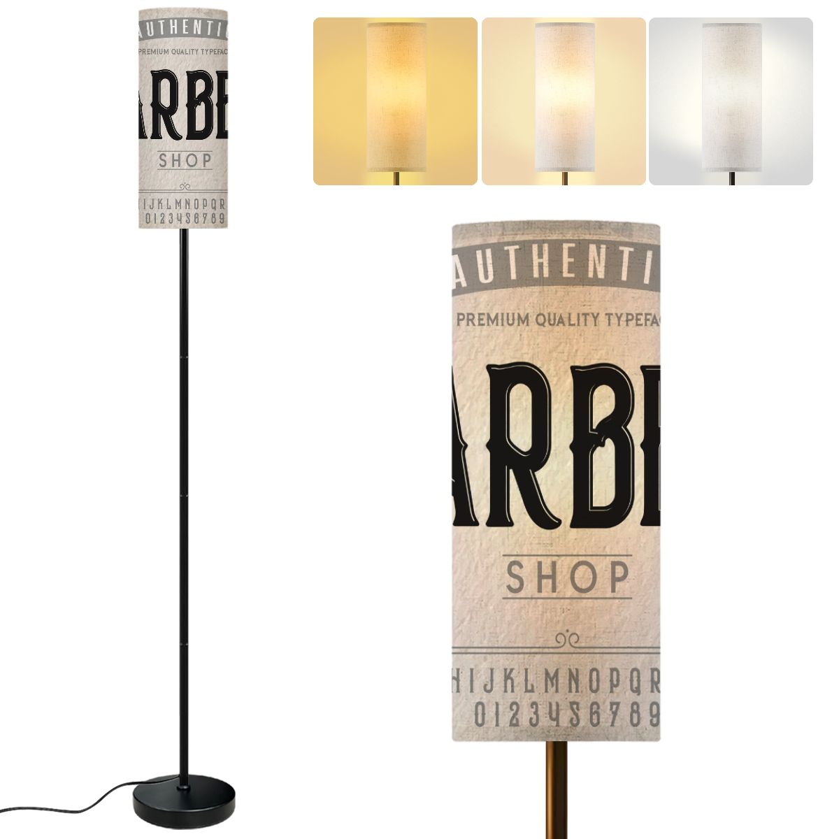 Modern Standing Floor Lamp Barber Shop Font Alphabet Script Typeface ...