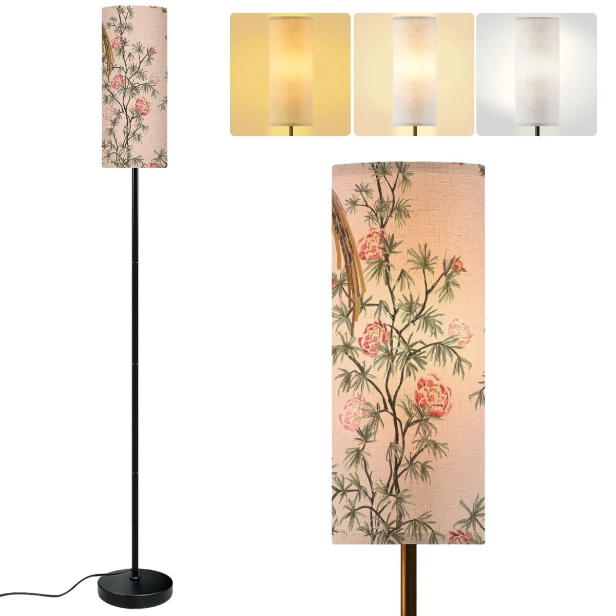Modern Standing Floor Lamp Beautiful exotic chinoiserie Hand drawn ...