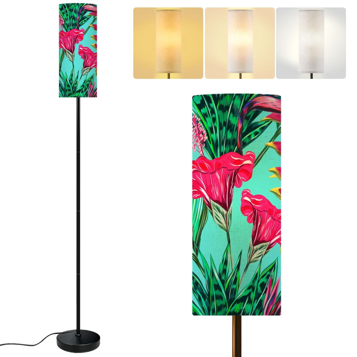 Modern Standing Floor Lamp Beautiful seamless floral pattern Tropical ...