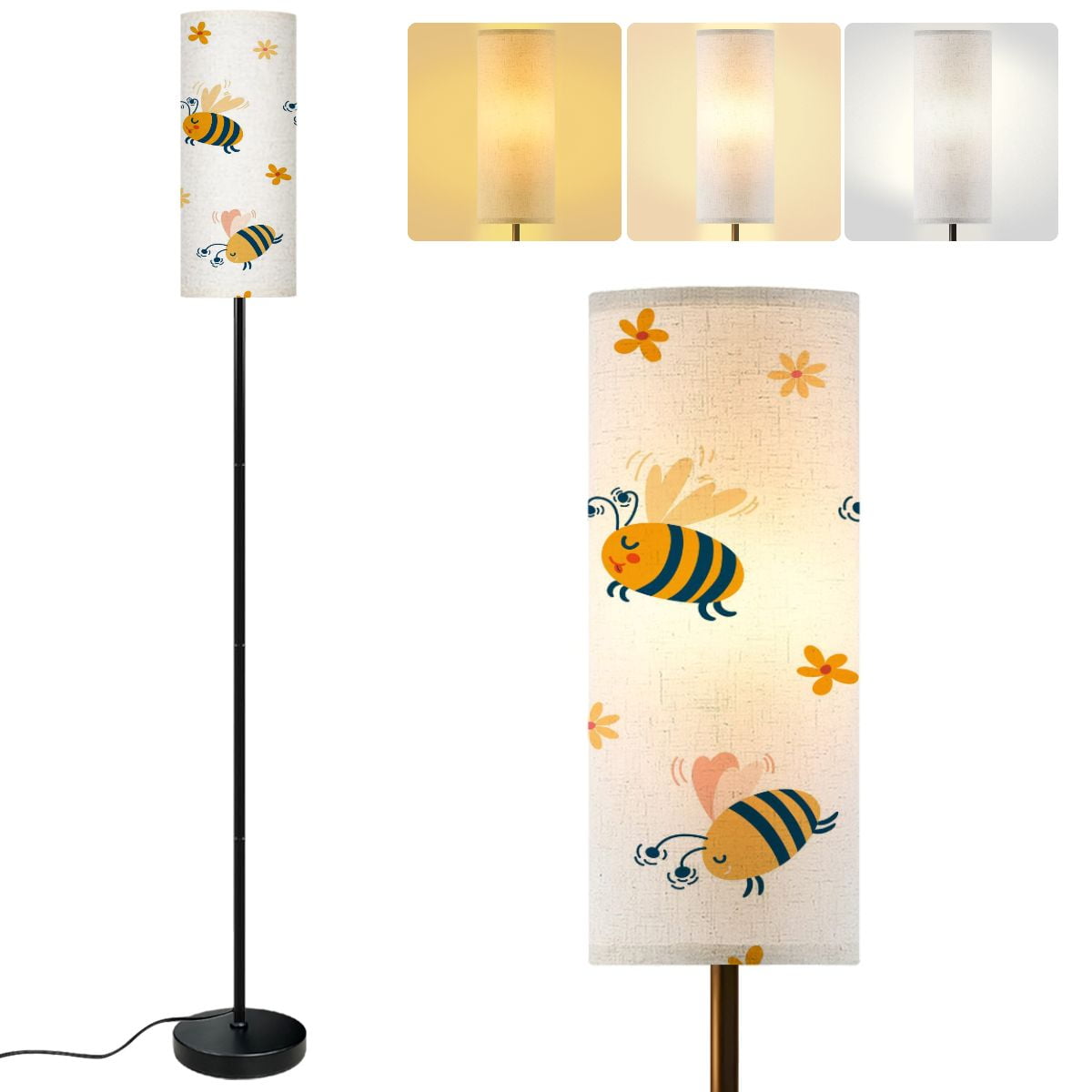 Modern Standing Floor Lamp Bees seamless Cartoon Bumble Bees Honey bee ...