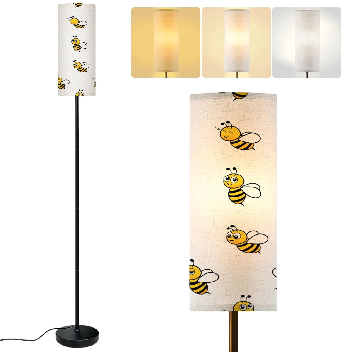 Modern Standing Floor Lamp Bees seamless pattern bumblebees different ...
