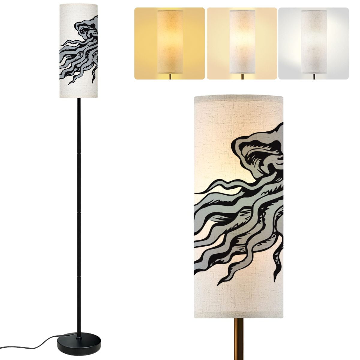 Modern Standing Floor Lamp Big blubber feeler palpus nettle fish shape ...