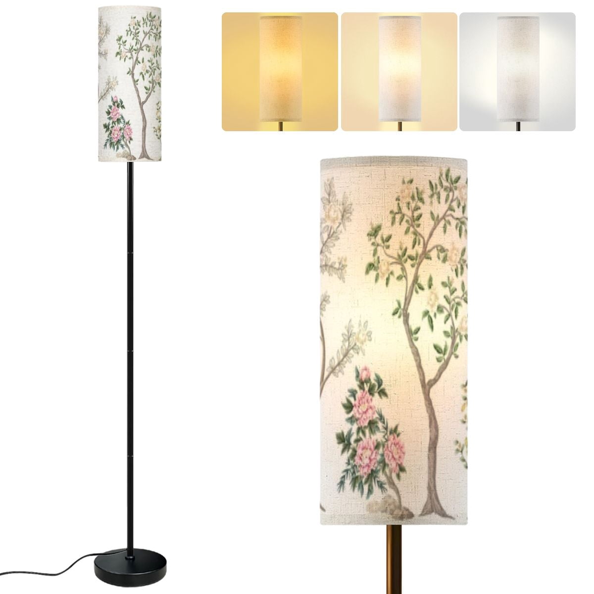 Modern Standing Floor Lamp Biggest set chinoiserie peonies trees ...
