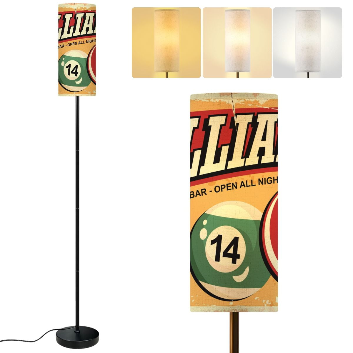 Modern Standing Floor Lamp Billiard club cafe bar retro sign idea ...