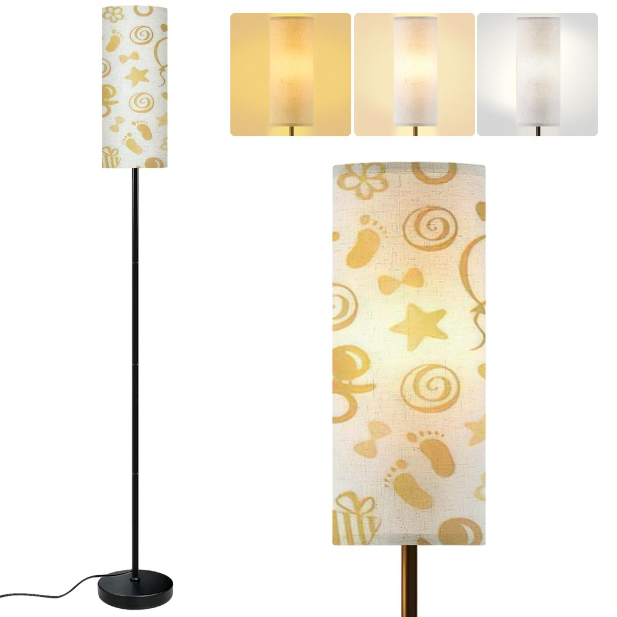 Modern Standing Floor Lamp Birthday Seamless gold kids elements balloon ...
