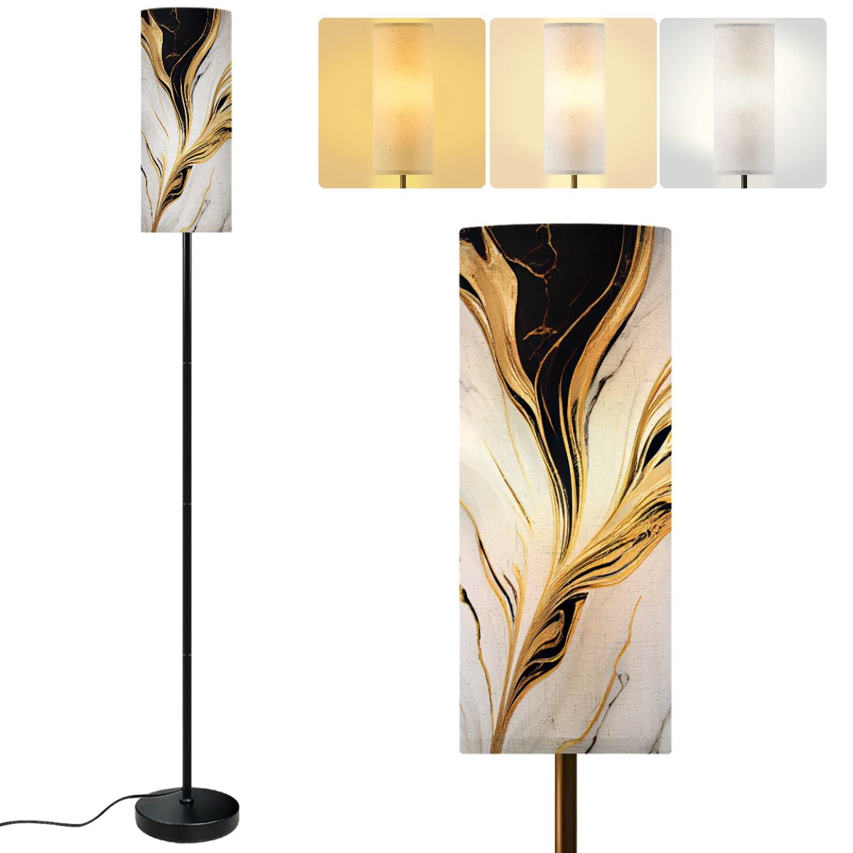 Modern Standing Floor Lamp Black gold marble texture Marbled Distorted ...