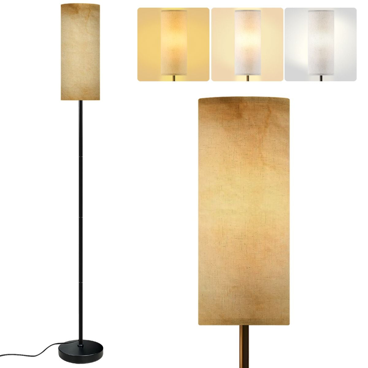 Modern Standing Floor Lamp Blank old paper texture Dimmable Metal Pole ...