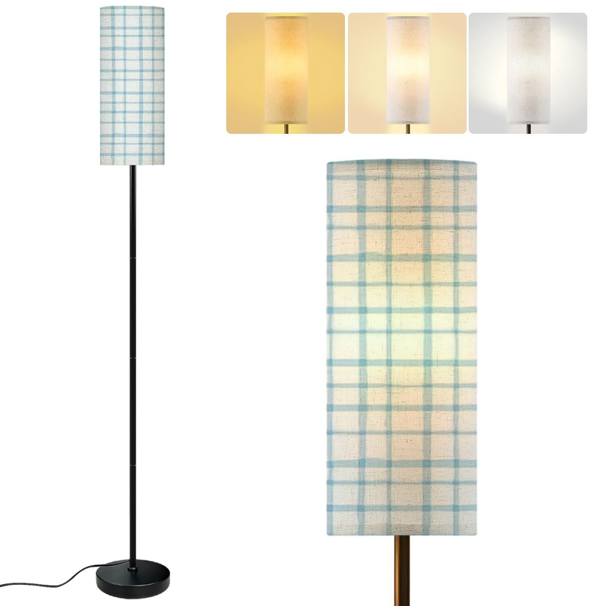 Modern Standing Floor Lamp Blue Gingham seamless Rhombus squares ...