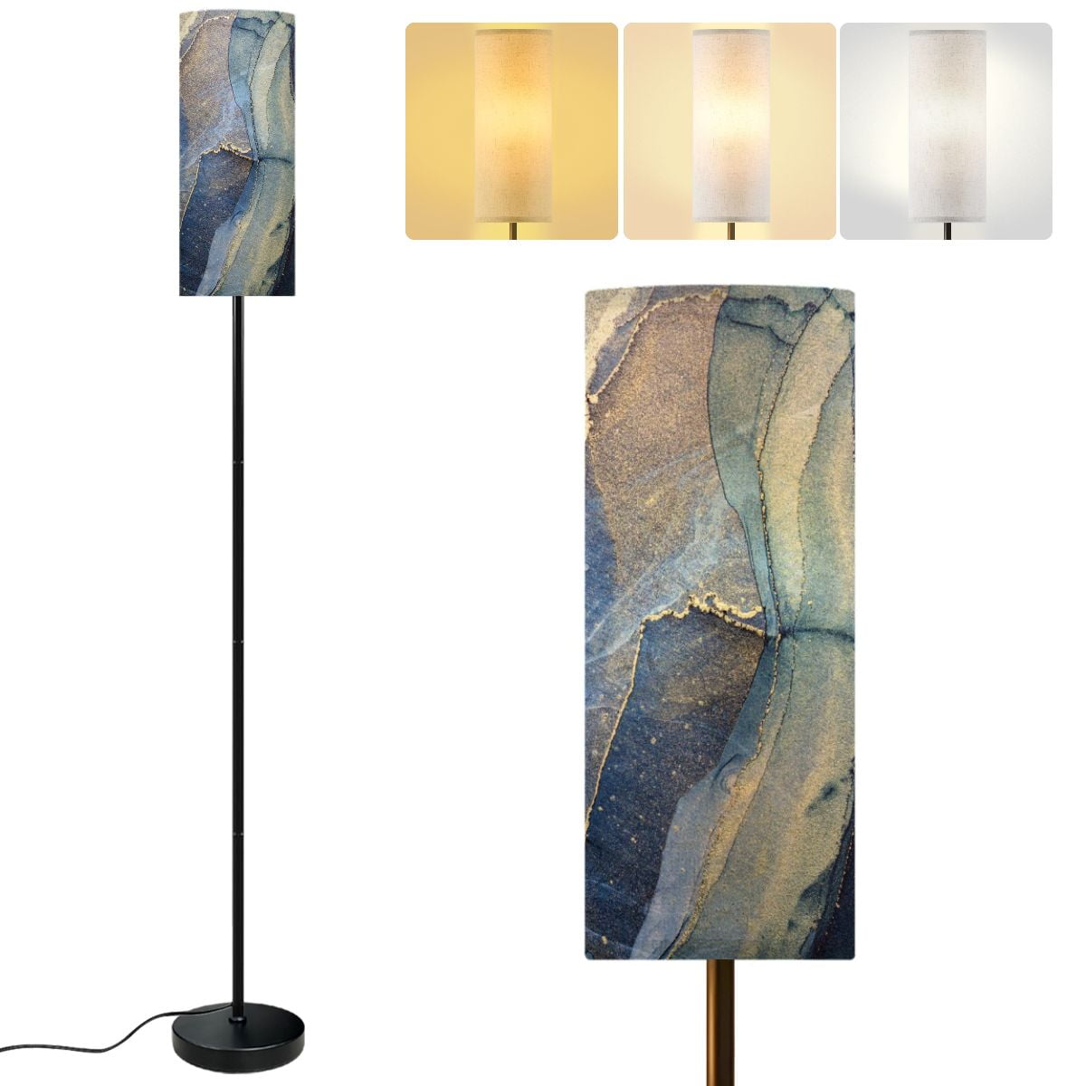 Modern Standing Floor Lamp Blue gold alcohol ink technique Luxury ...