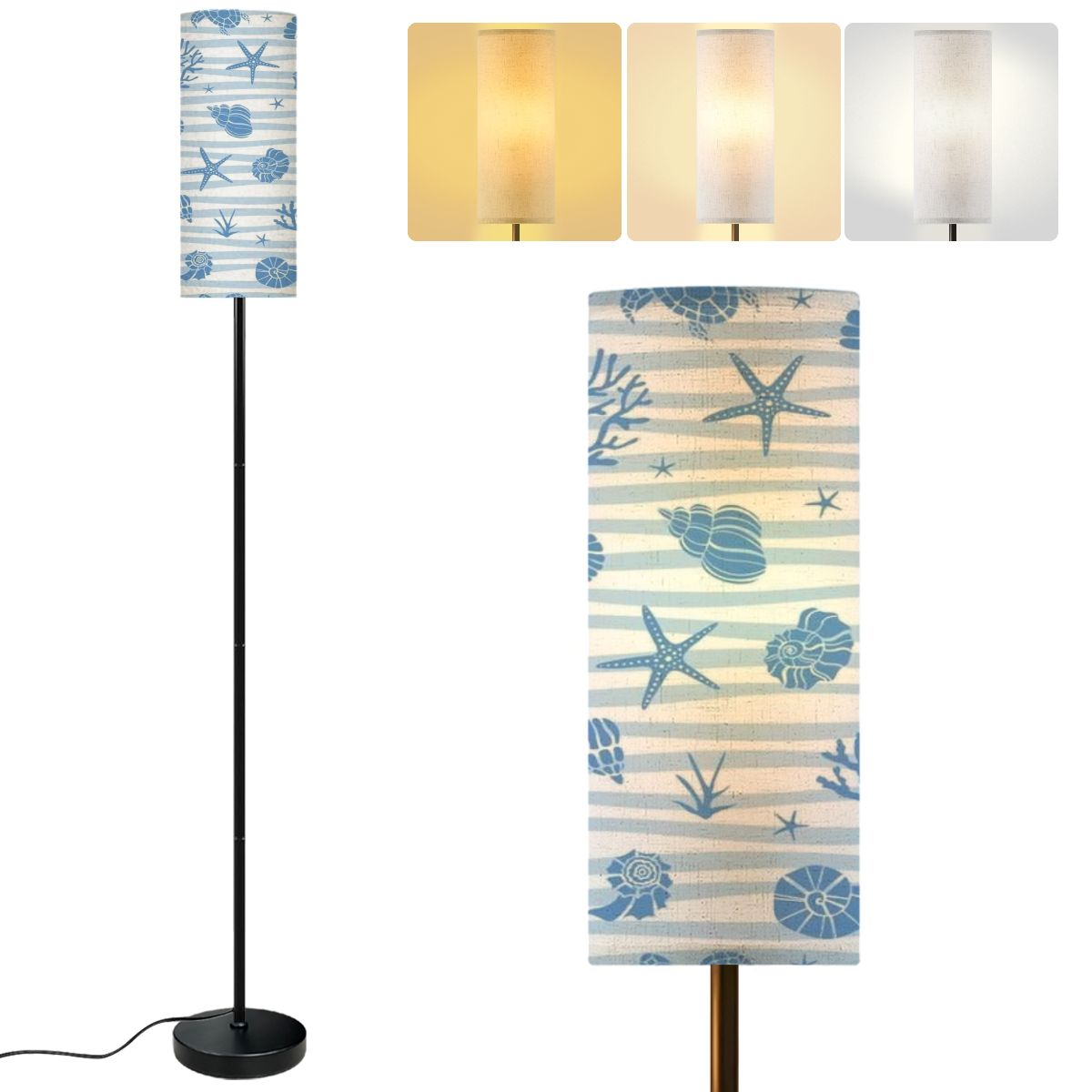 Modern Standing Floor Lamp Blue seamless underwater life objects ...