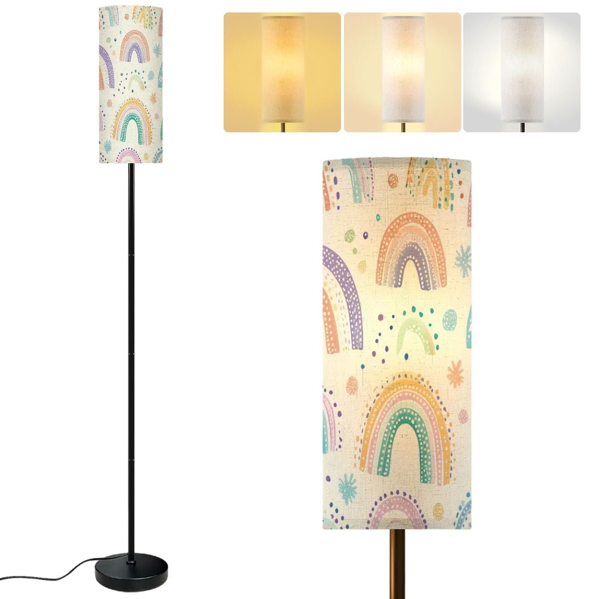 Modern Standing Floor Lamp Boho Rainbow Cute Colorful Dots Rainbows ...