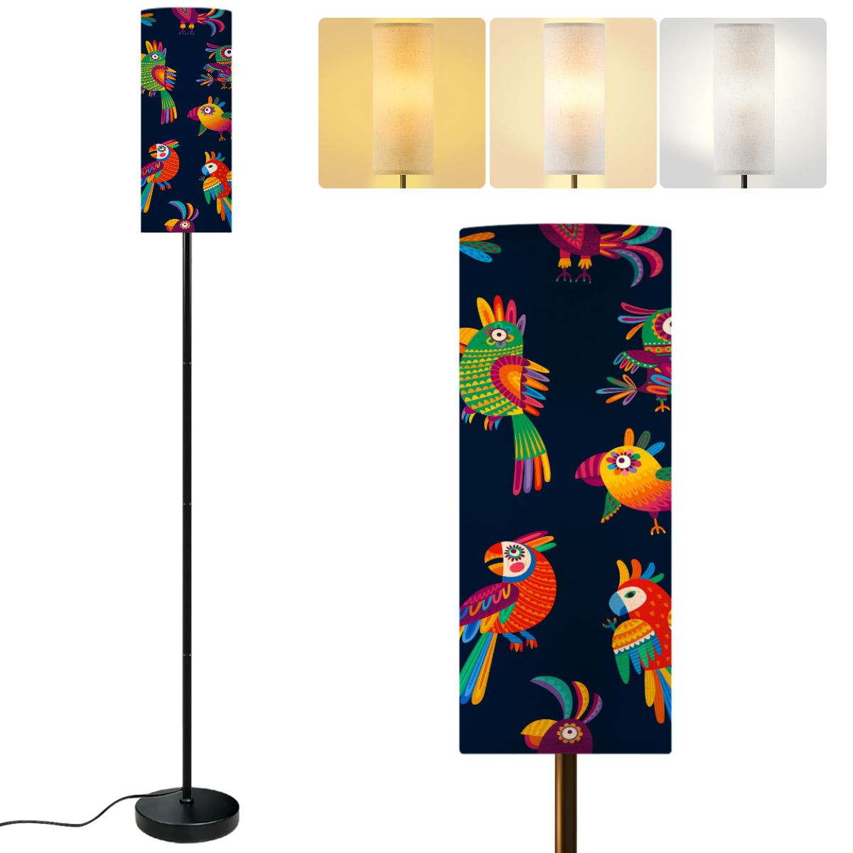 Modern Standing Floor Lamp Cartoon mexican brazilian parrots seamless ...
