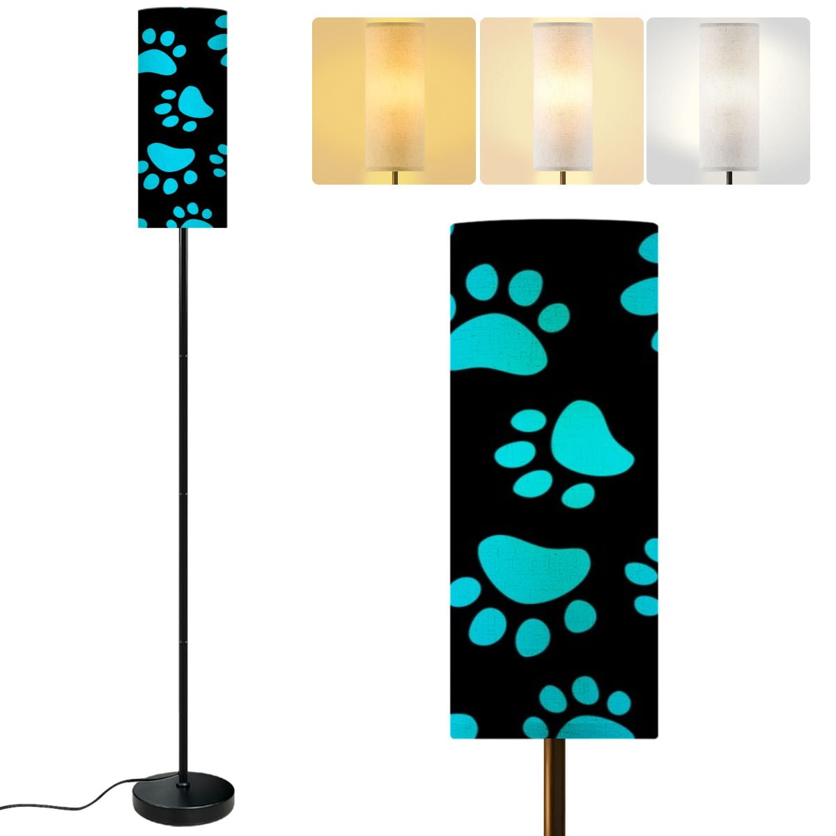 Modern Standing Floor Lamp Cat footprint seamless Dimmable Metal Pole ...