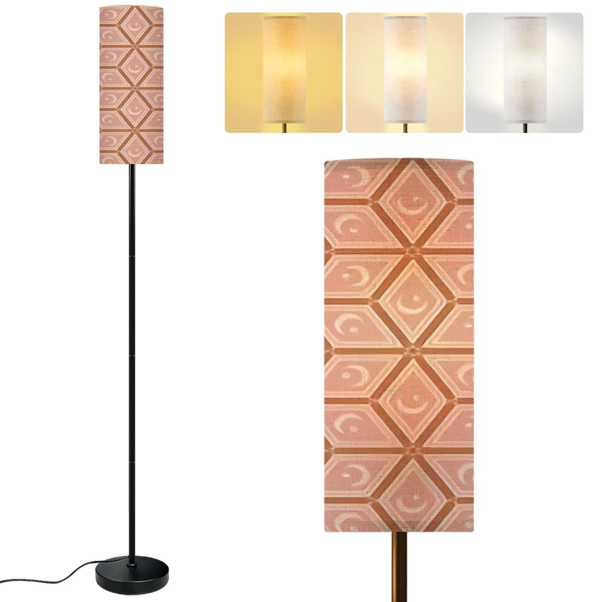 Modern Standing Floor Lamp Celestial hexagonal repeat pattern earthy ...