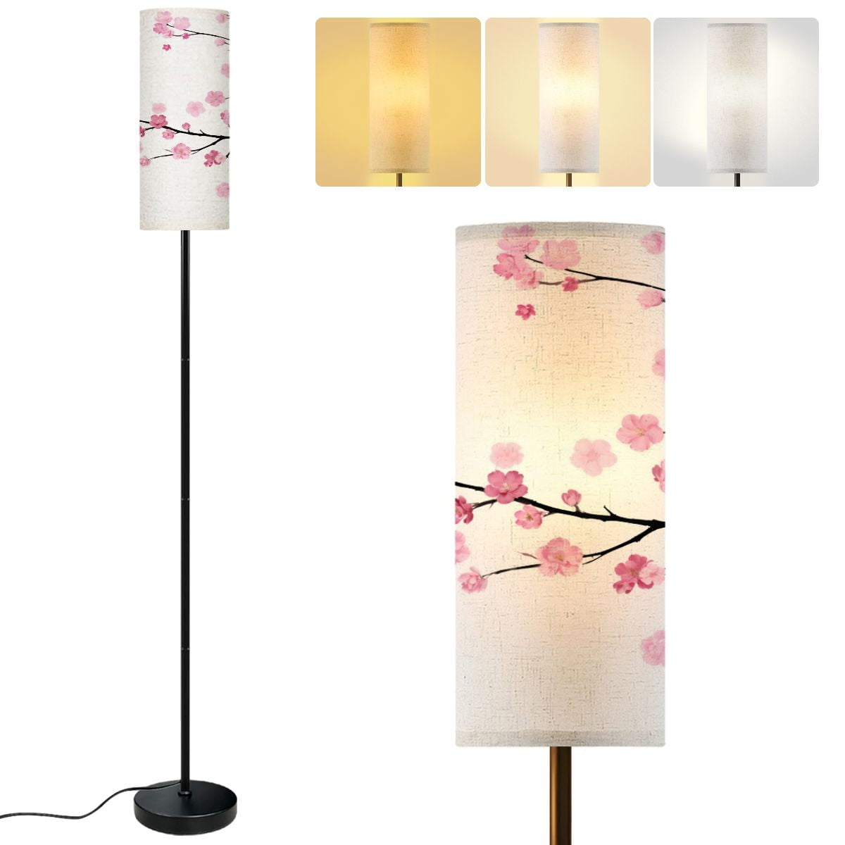 Modern Standing Floor Lamp Cherry blossoms tree Beautiful flower Pink ...