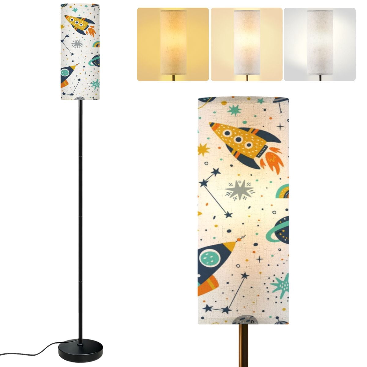 Modern Standing Floor Lamp Childish seamless hand drawn space elements ...