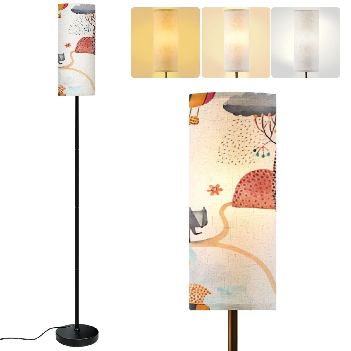 Modern Standing Floor Lamp Childish seamless pattern cute forest ...