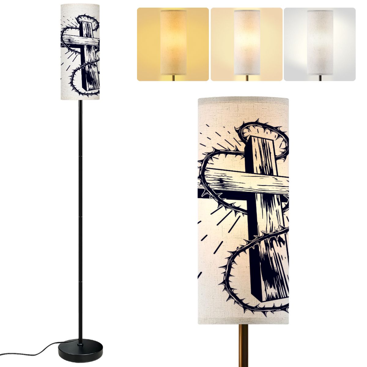 Modern Standing Floor Lamp Christian cross blackthorn thorn tattoo ...