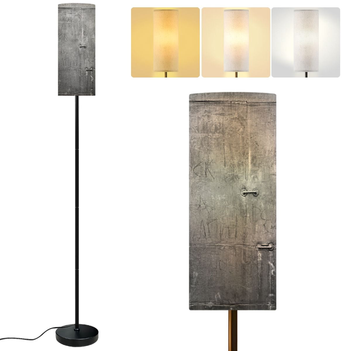 Modern Standing Floor Lamp Close up gray painted parts old submarine ...