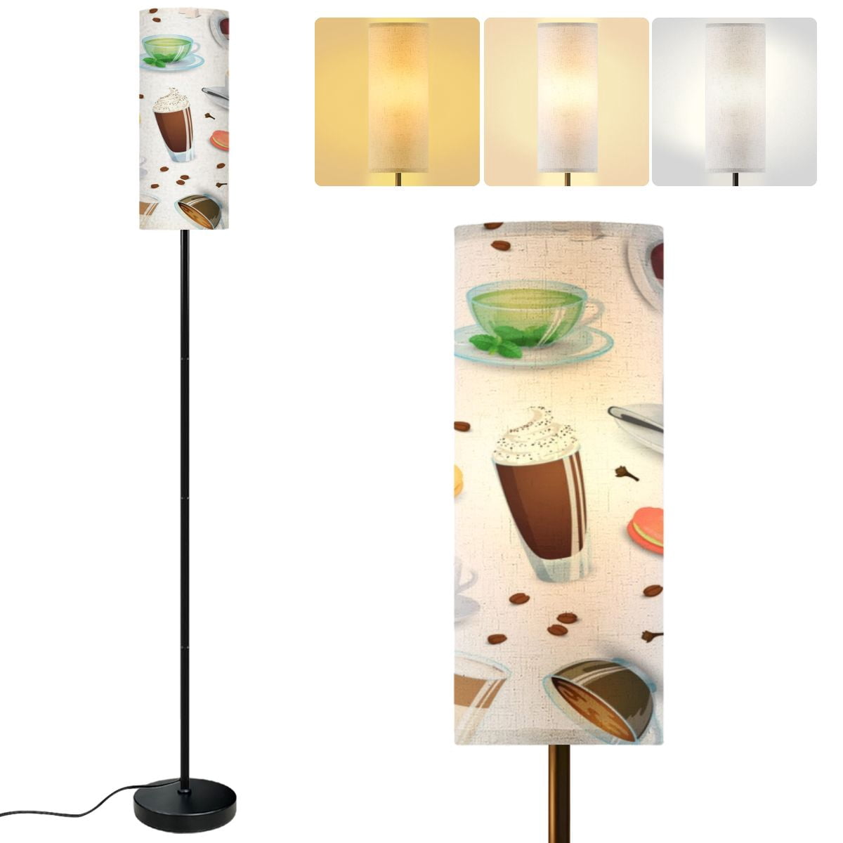 Modern Standing Floor Lamp Coffee tea seamless pattern for restaurants ...