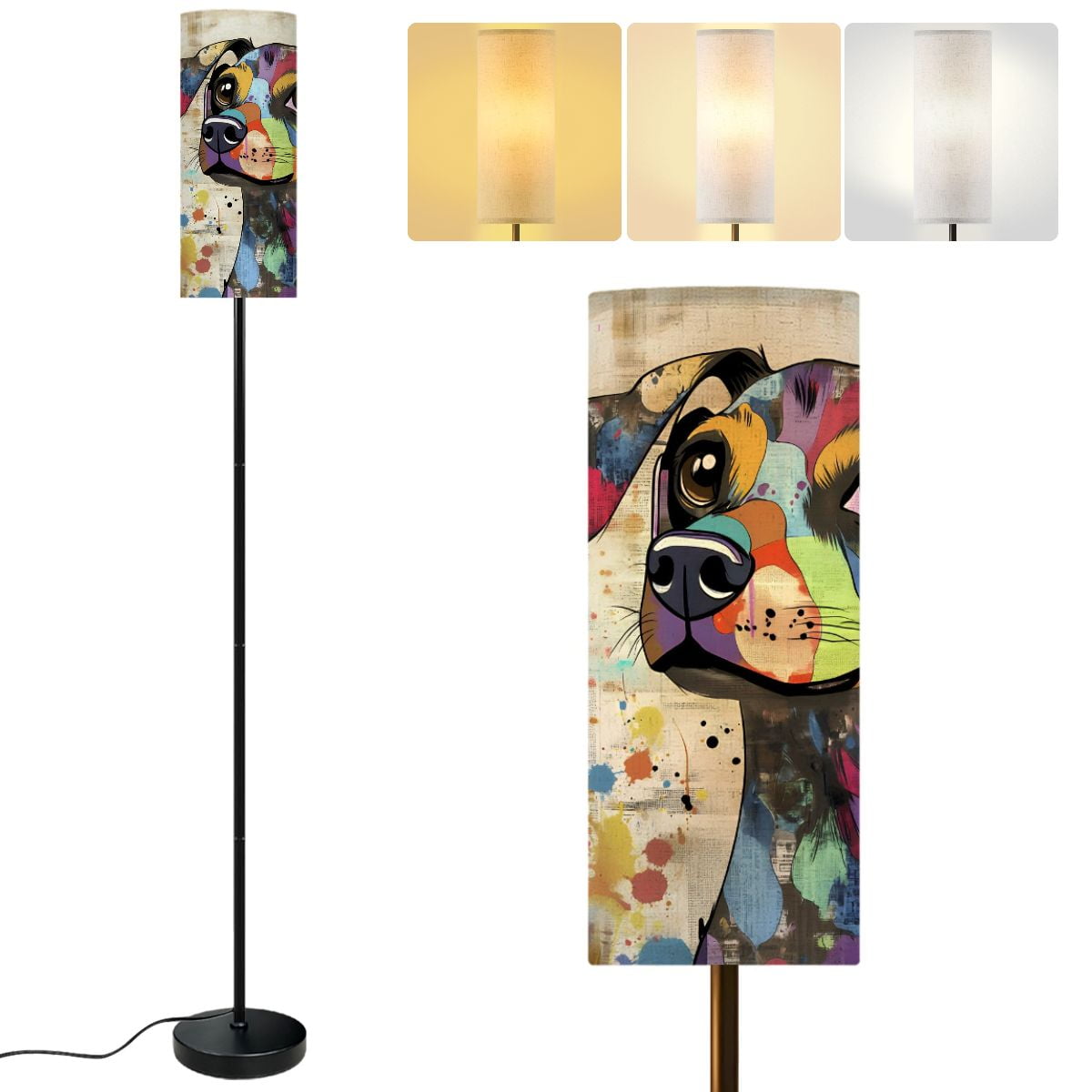 Modern Standing Floor Lamp Cool Colorful Graffiti Dog Funny Animal Art ...