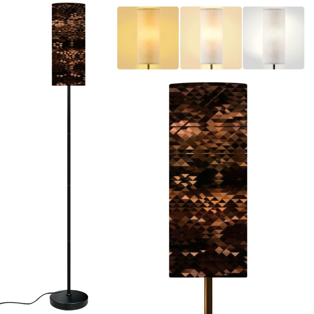 Modern Standing Floor Lamp Copper triangular mosic dark Dimmable Metal ...
