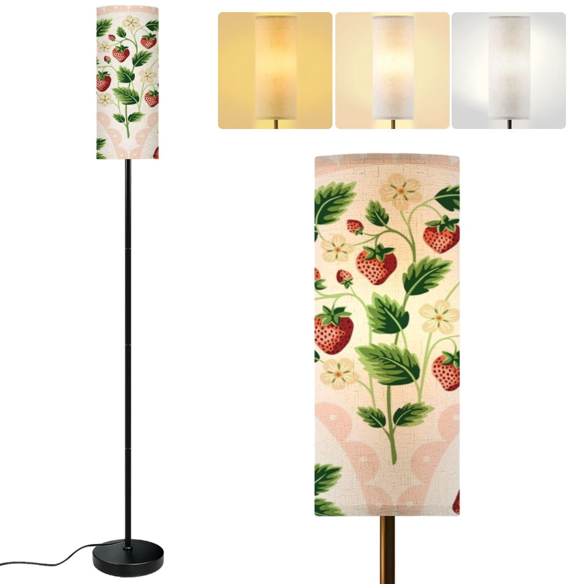 Modern Standing Floor Lamp Cottage Core Garden Strawberries Scallops ...
