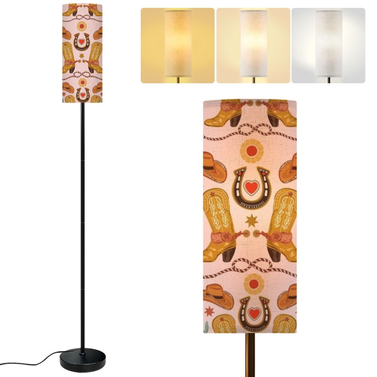 Modern Standing Floor Lamp Cowboy Cow girl seamless Howdy Cowboy boots ...