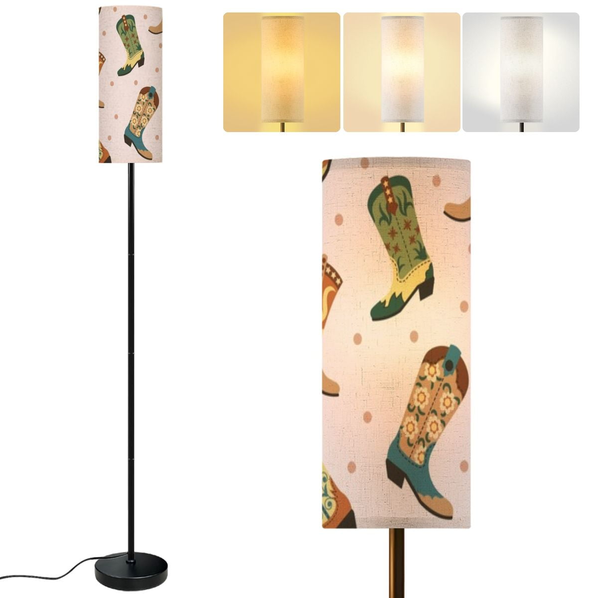 Modern Standing Floor Lamp Cowboy Cowgirl boots seamless Wild West ...