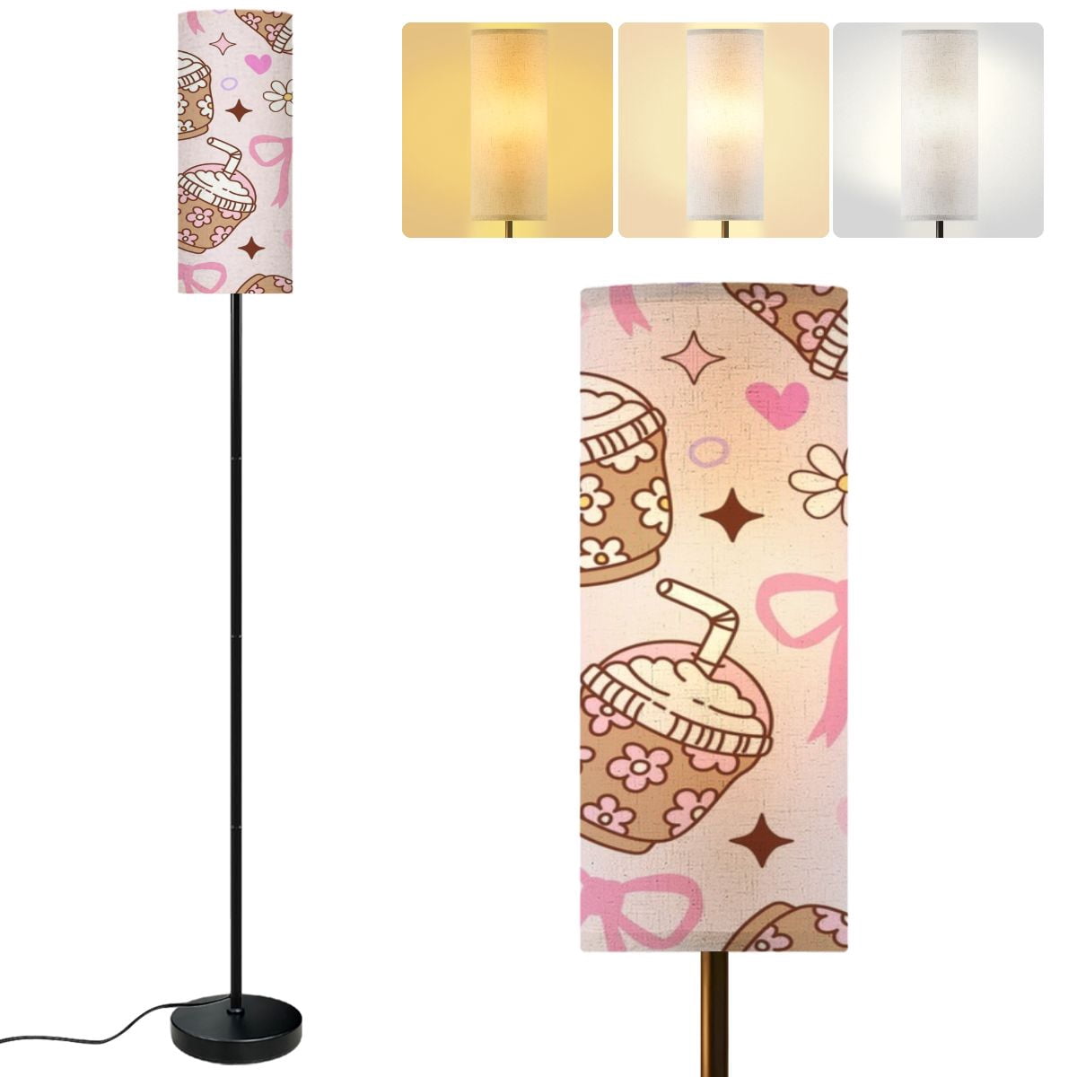 Modern Standing Floor Lamp Cute Spring Iced Coffee Seamless Pattern ...