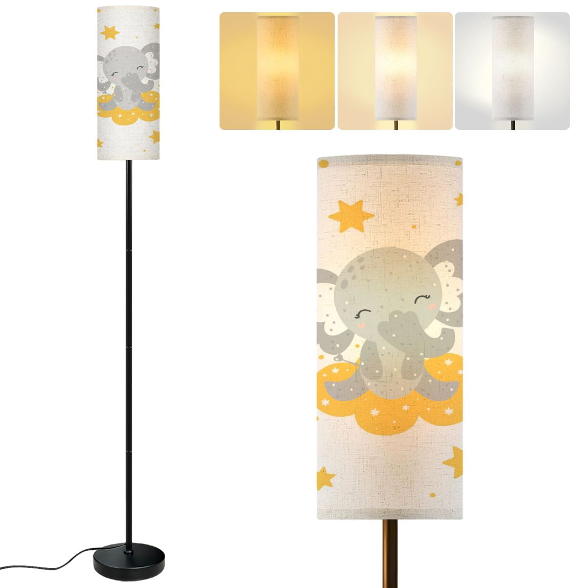 Modern Standing Floor Lamp Cute childish seamless pattern baby elephant ...