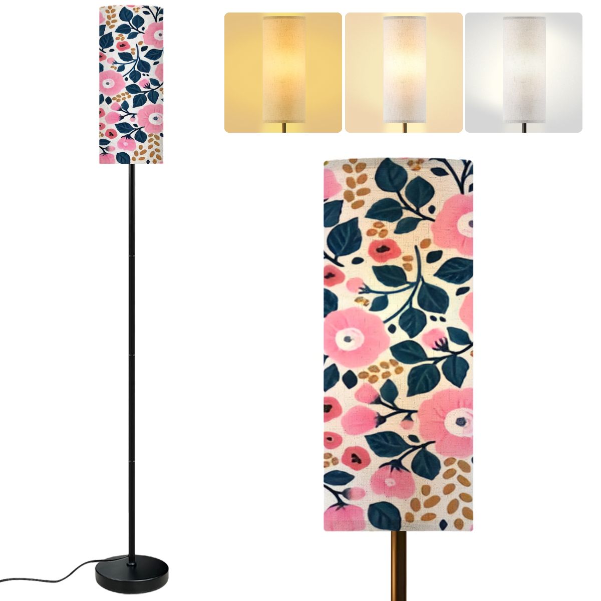 Modern Standing Floor Lamp Cute floral pattern small flower print ...