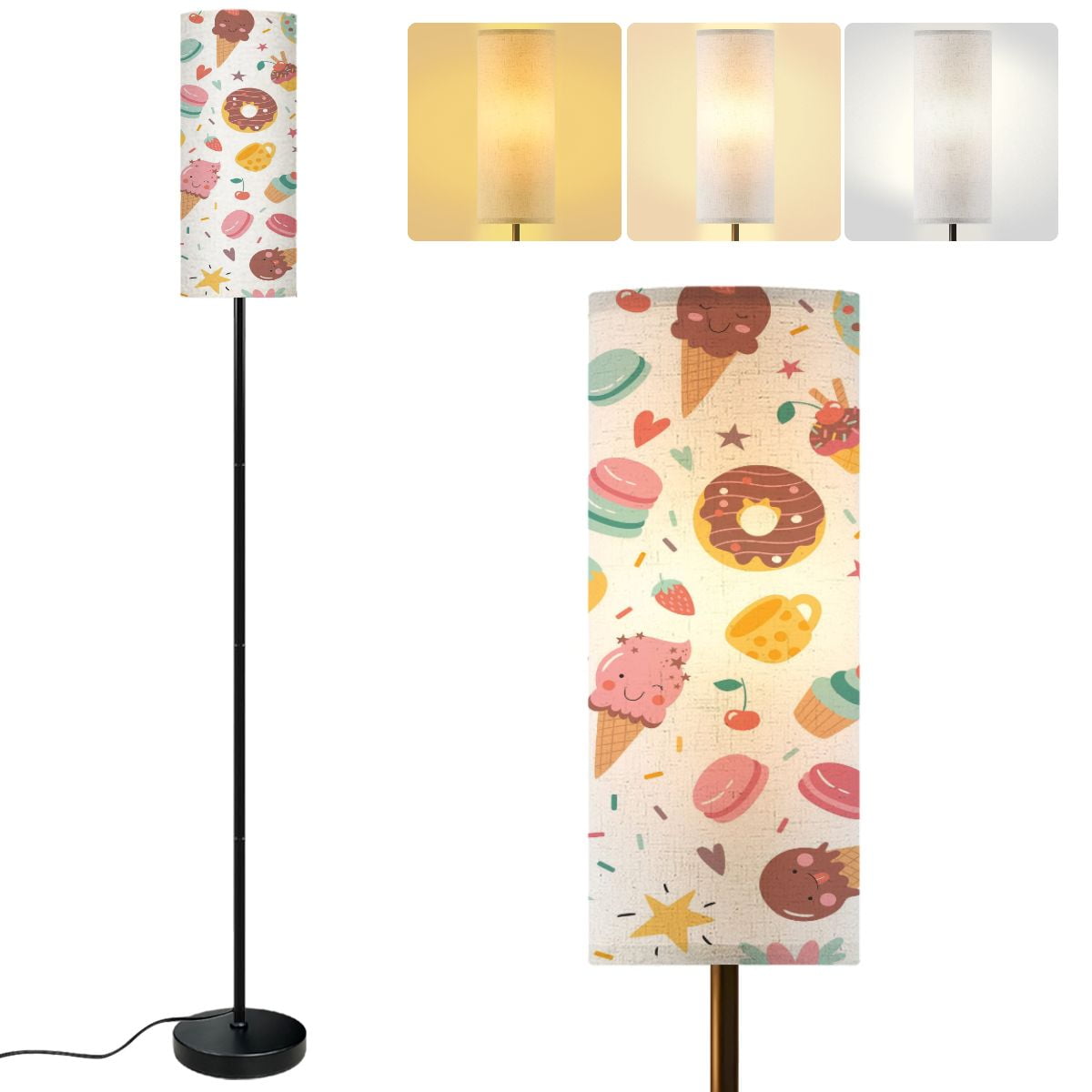 Modern Standing Floor Lamp Cute hand drawn ice cream donuts cupcakes ...