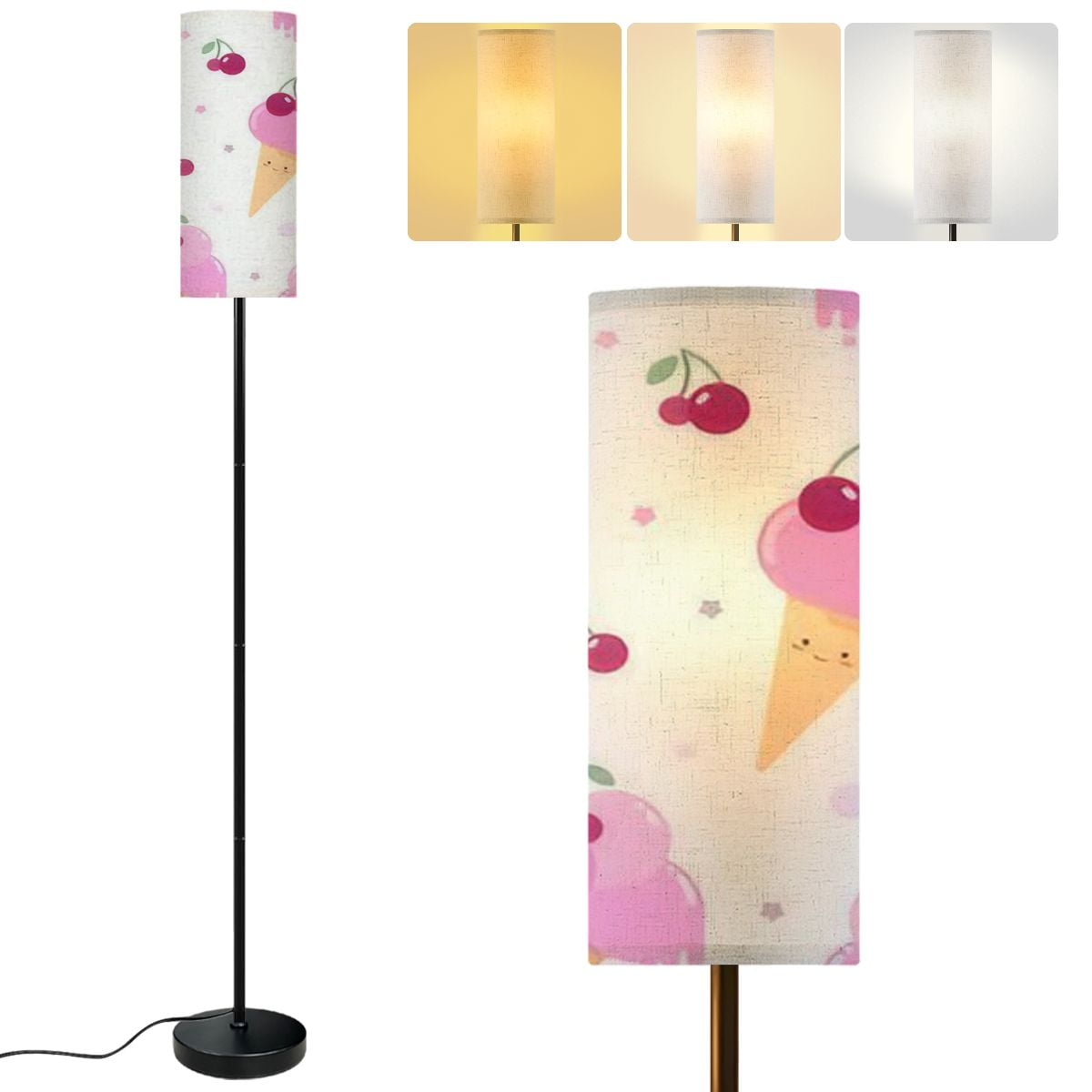 Modern Standing Floor Lamp Cute melting cherry ice cream cones dripping ...