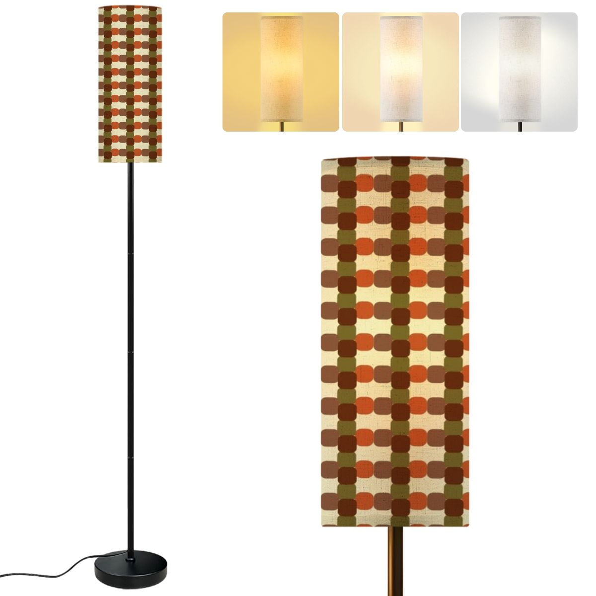 Modern Standing Floor Lamp Cute pastel blue yellow checkerboard gingham ...
