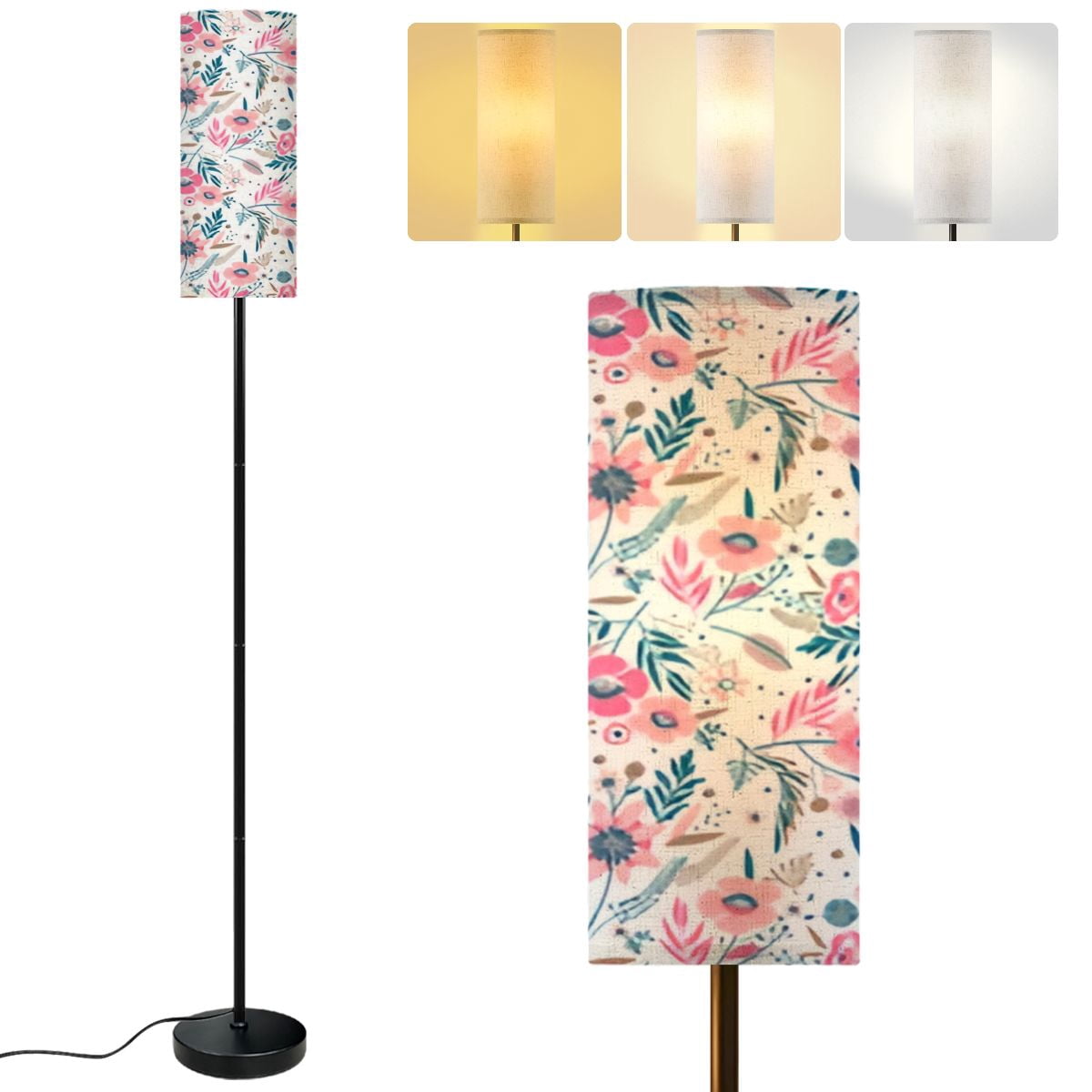 Modern Standing Floor Lamp Cute pattern small flower Small pink flowers ...