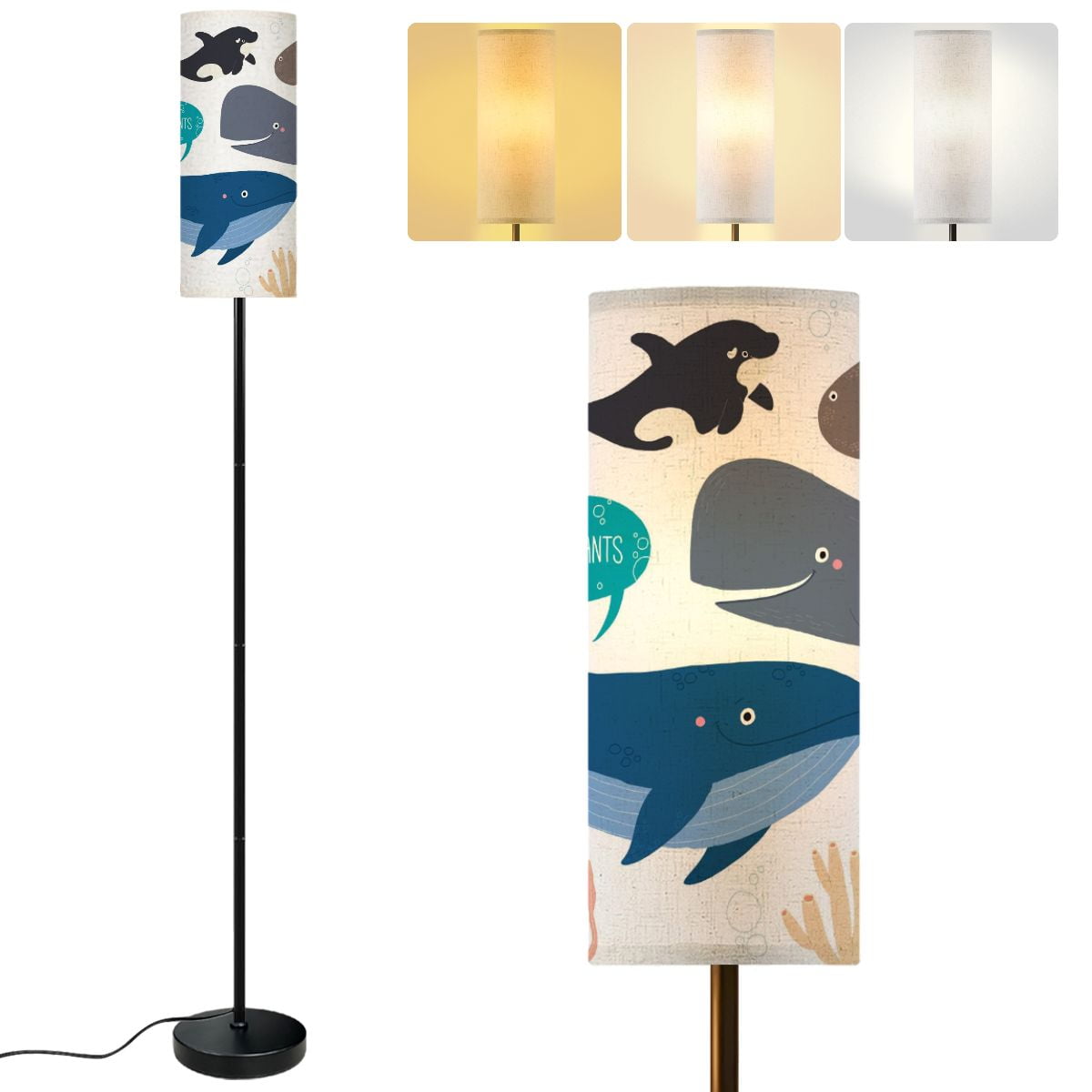 Modern Standing Floor Lamp Cute sea animals set Underwater animal ...