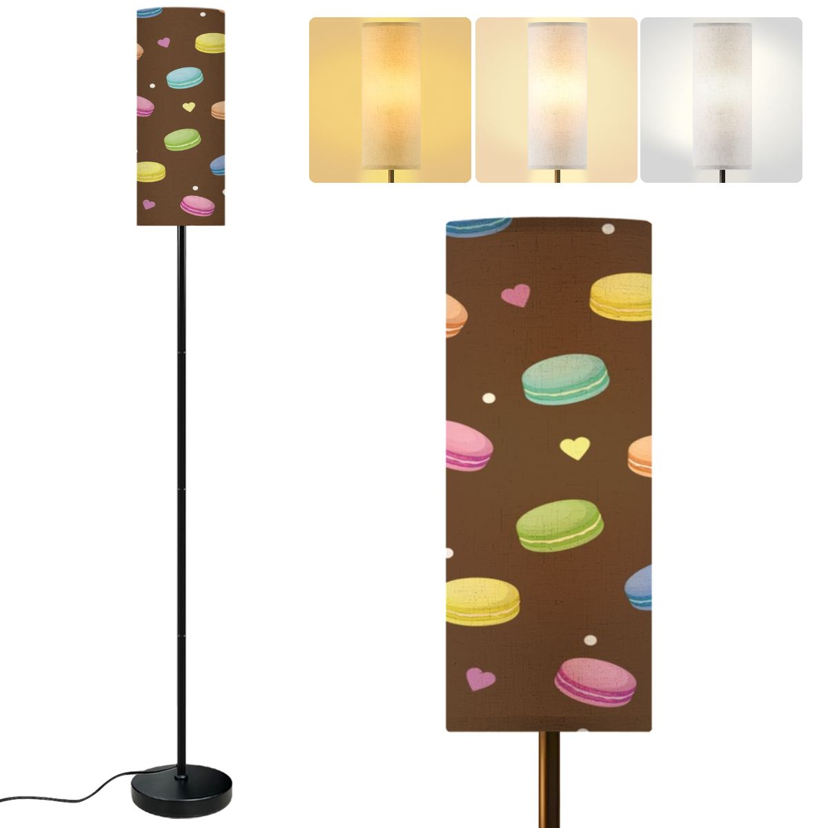 Modern Standing Floor Lamp Cute seamless pattern macaroons hearts ...