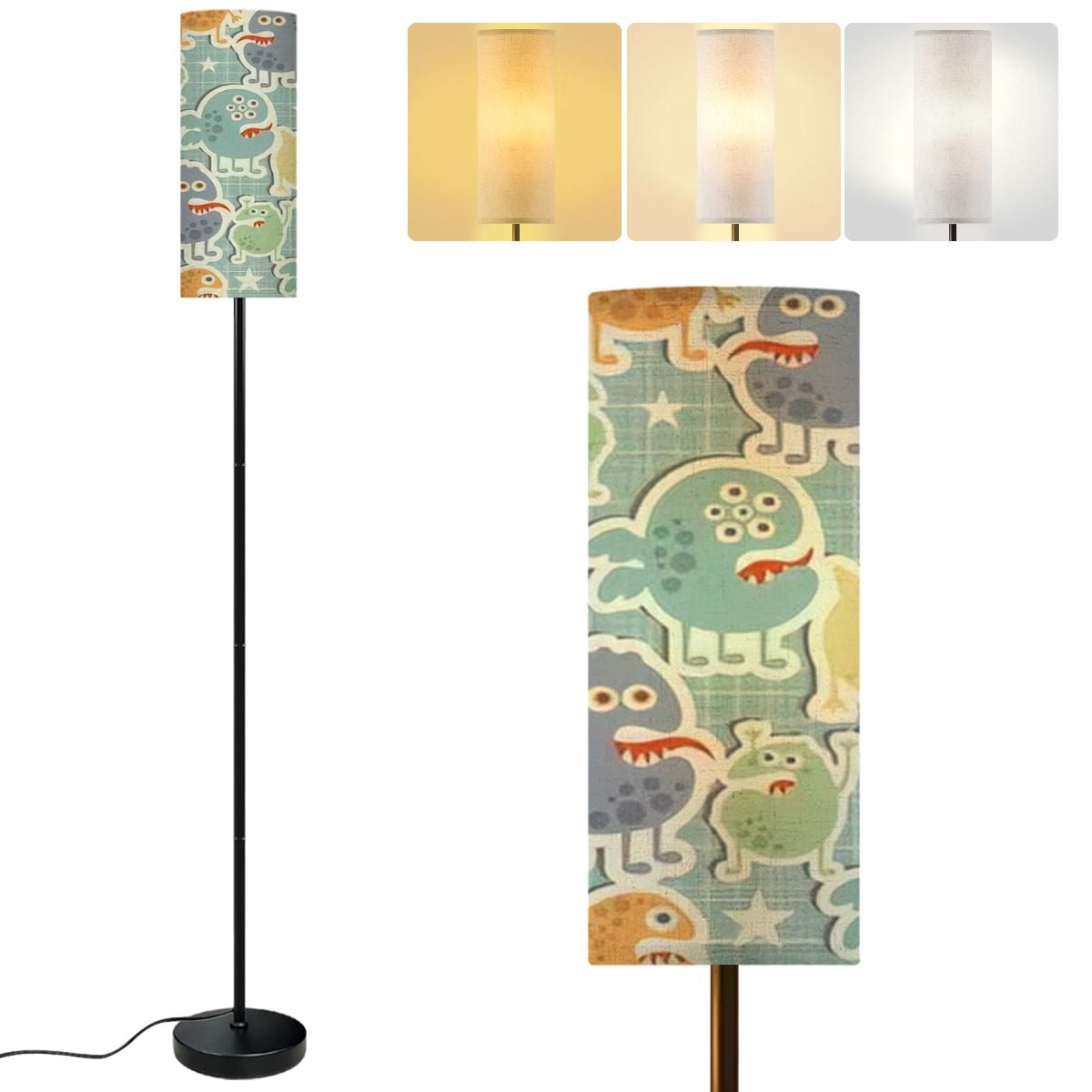 Modern Standing Floor Lamp Cute seamless texture stars retro Dimmable ...
