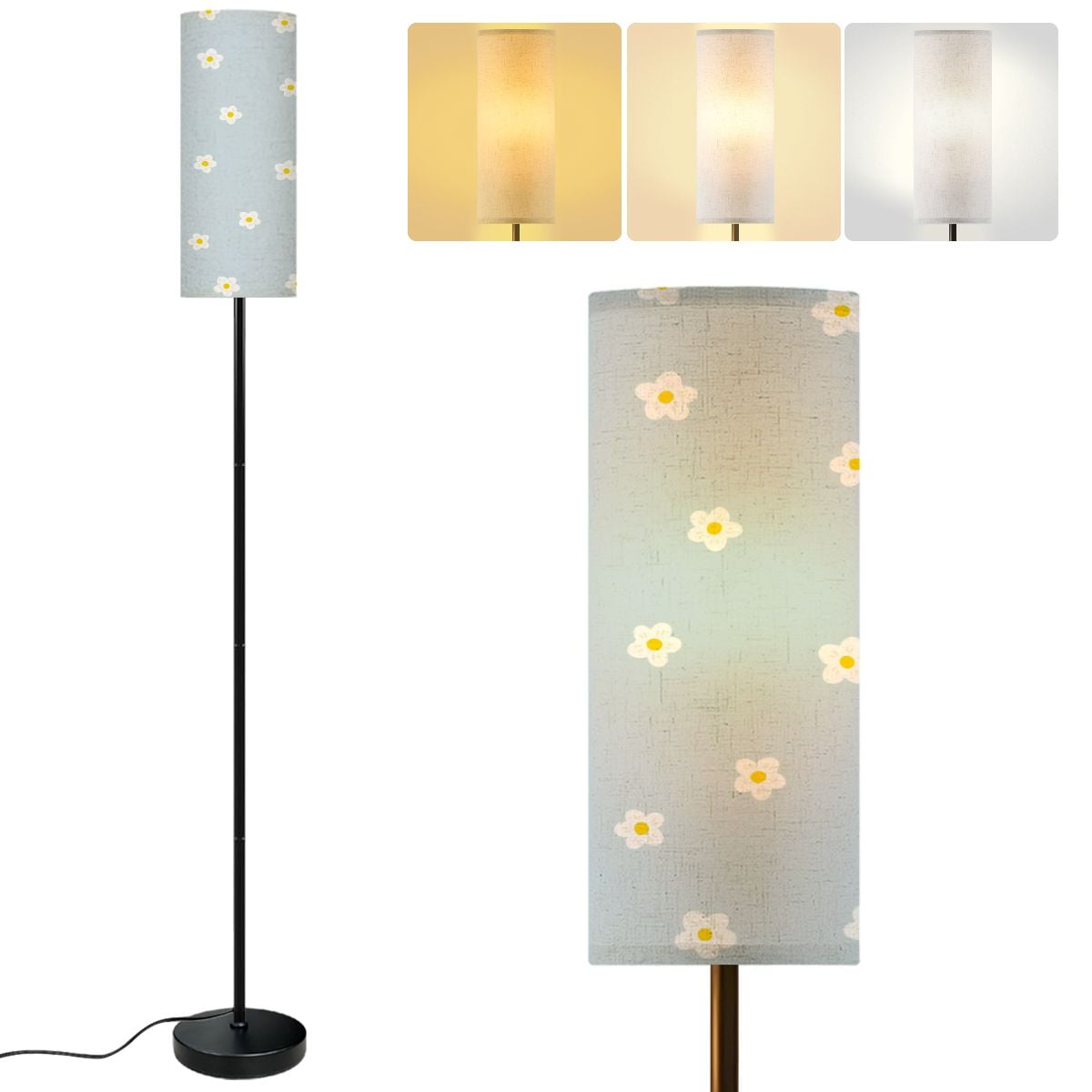 Modern Standing Floor Lamp Daisy floral seamless pattern daisies simple ...