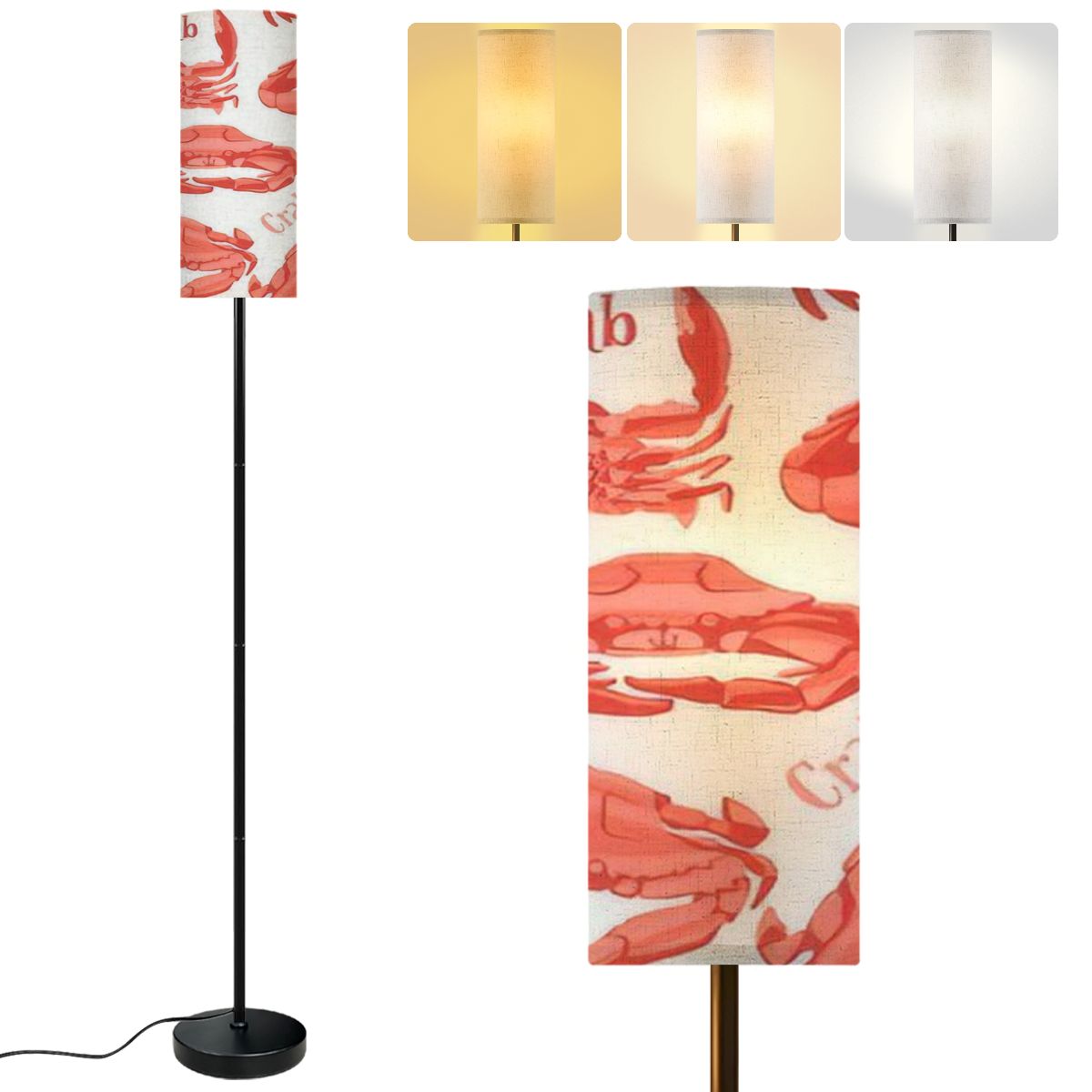 Modern Standing Floor Lamp Decorative seamless crabs hand drawn marine ...